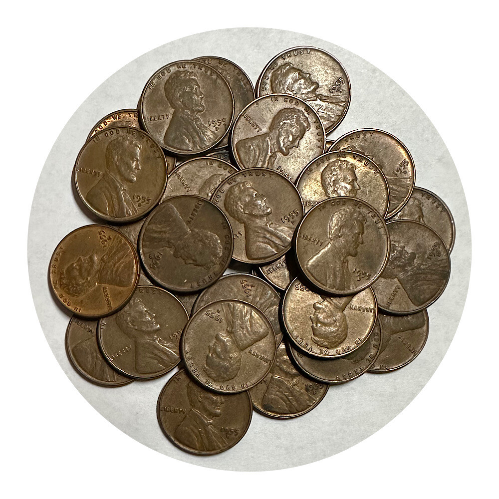>1948-P (15) and 1955-D (30) U.S. Lincoln Wheat Cents - 45 Coins Total ...