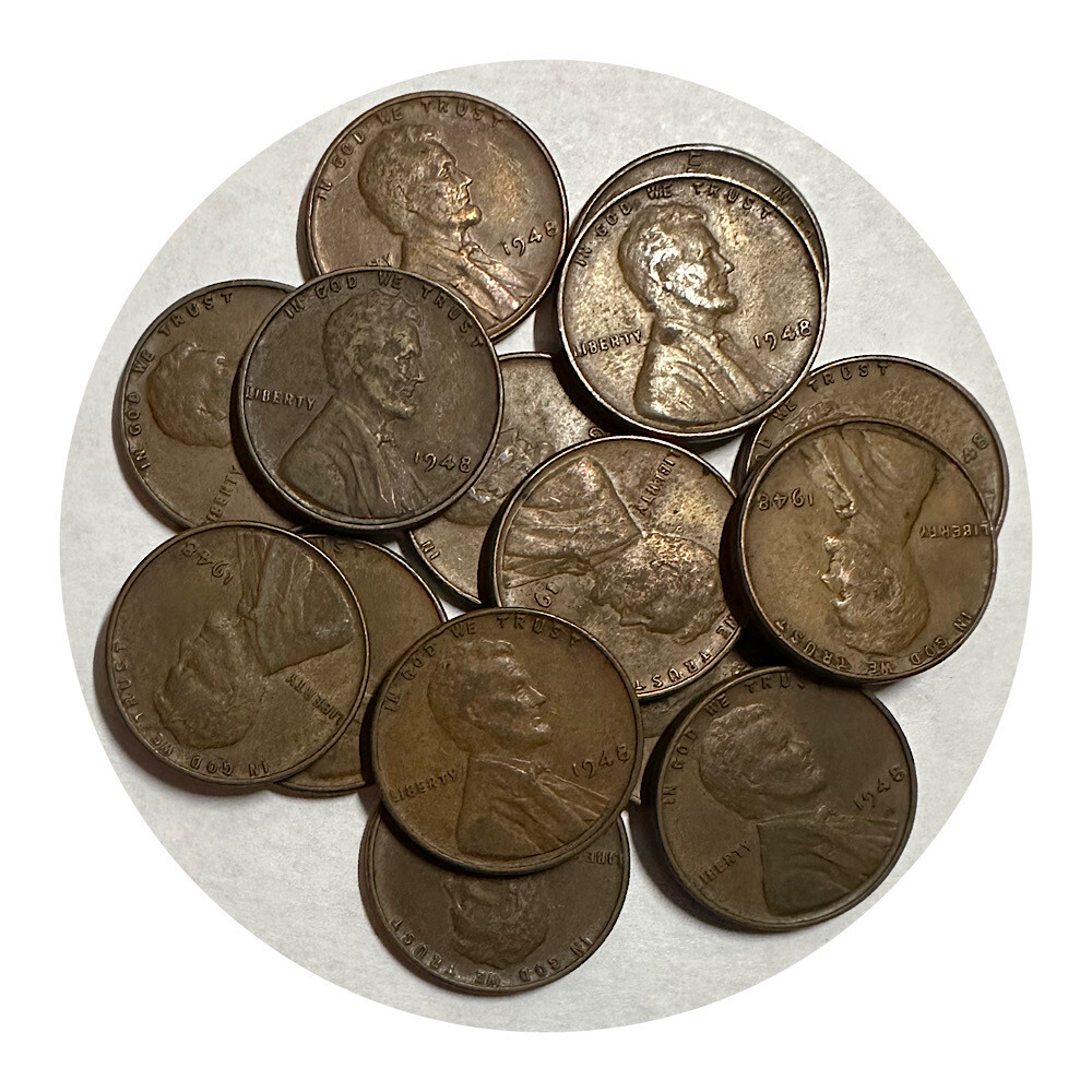 >1948-P (15) and 1955-D (30) U.S. Lincoln Wheat Cents - 45 Coins Total ...