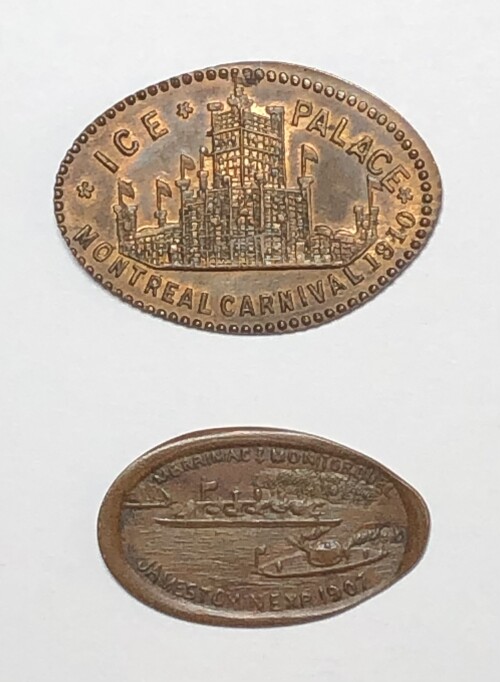 1909 Elongated Cent - 1910 Montreal Carnival & Elongated Cent - 1907 ...