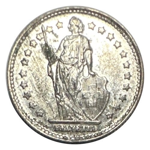 1945 Switzerland - Silver 1 Franc Coin - Helvetia Symbolizes Swiss ...