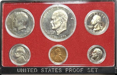 1975-S U.S. Bicentennial Proof Set - 6 Coins Including Eisenhower ...
