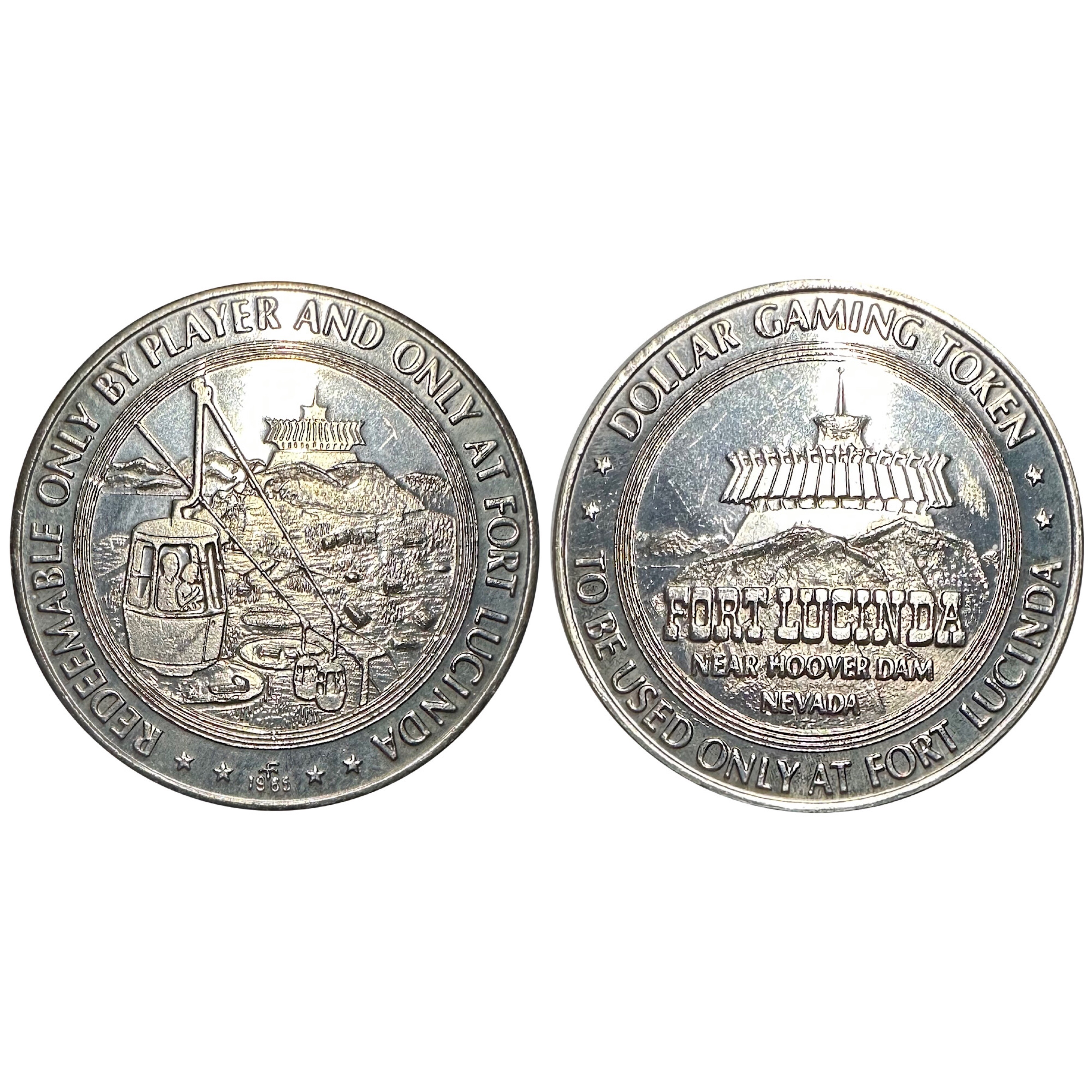1965 Pioneer Club Dollar Gaming Token "Howdy Podner" Cowboy and Fort ...
