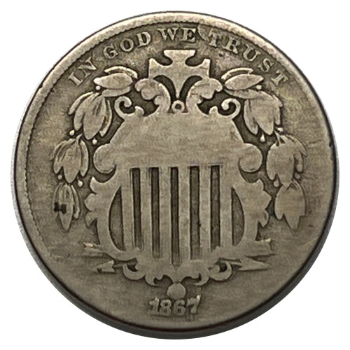 *1867 US No Rays Shield 5 Cents | Property Room