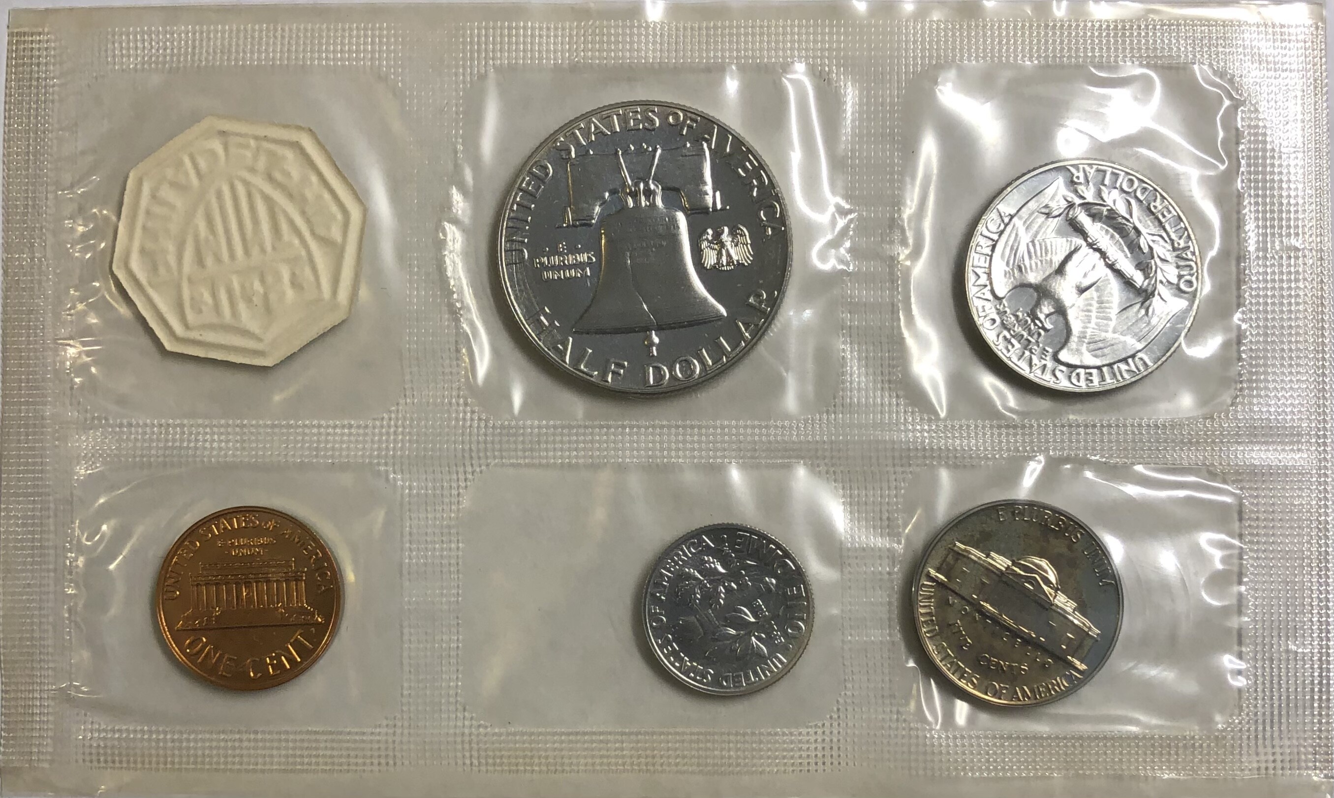 >1961-P U.S. Silver Proof Set - 5 Coins and Mint Token With COA ...