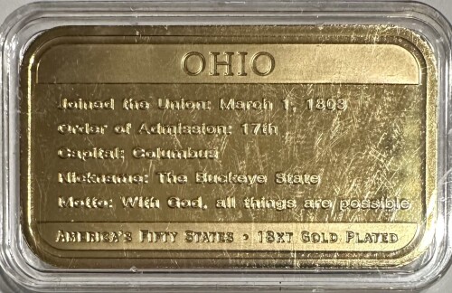 - America's 50 States 18k Gold Plated Ingot - Ohio - Marblehead ...
