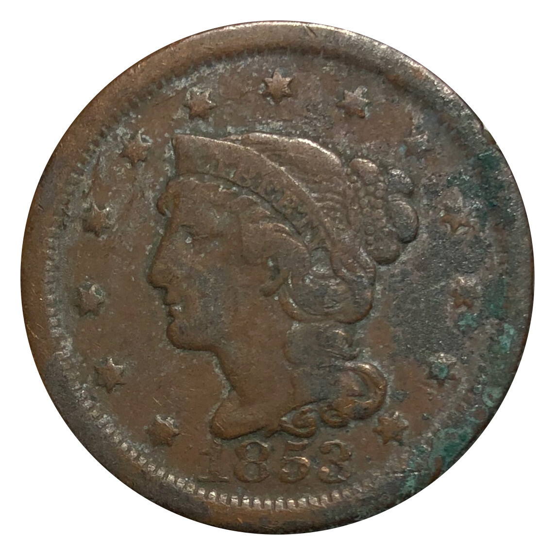 >1853 U.S. Braided Hair Large One Cent | Property Room