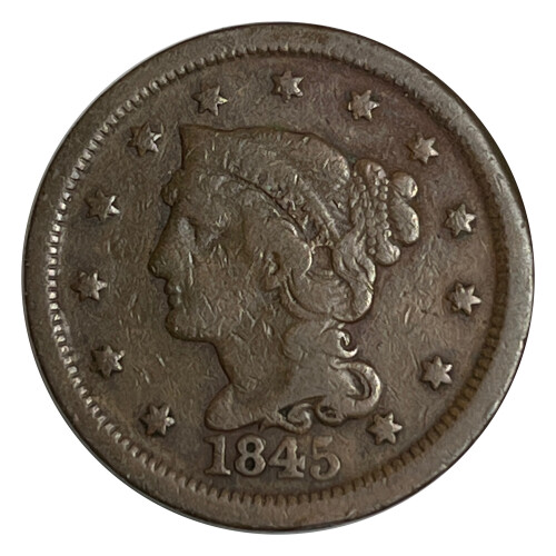 * 1845 U.S. Braided Hair Liberty Head One Cent | Property Room
