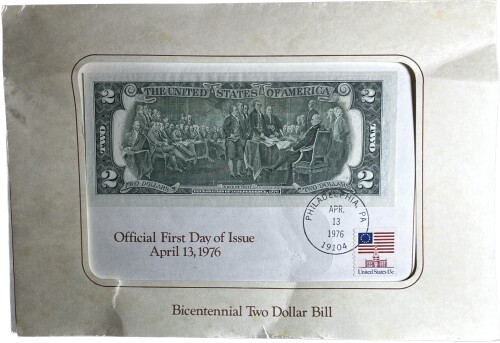 . 1976 U.S. Two Dollar ($2) Bicentennial Bill on Official First Day of ...