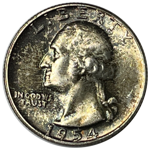 * 1954 U.S. Silver Washington Quarter - Beautiful Original Toning ...
