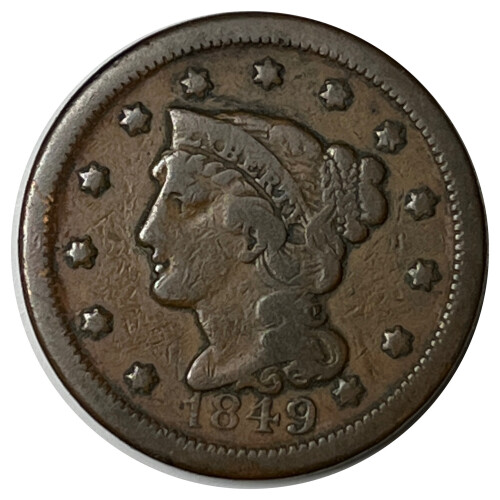 * 1849 U.S. Braided Hair Large One Cent | Property Room