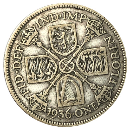 #1936 Great Britain Silver One Florin - Sharp Detail | Property Room