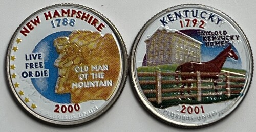 2000 & 2001 U.S. Denver Mint Colorized State Quarters - New Hampshire ...