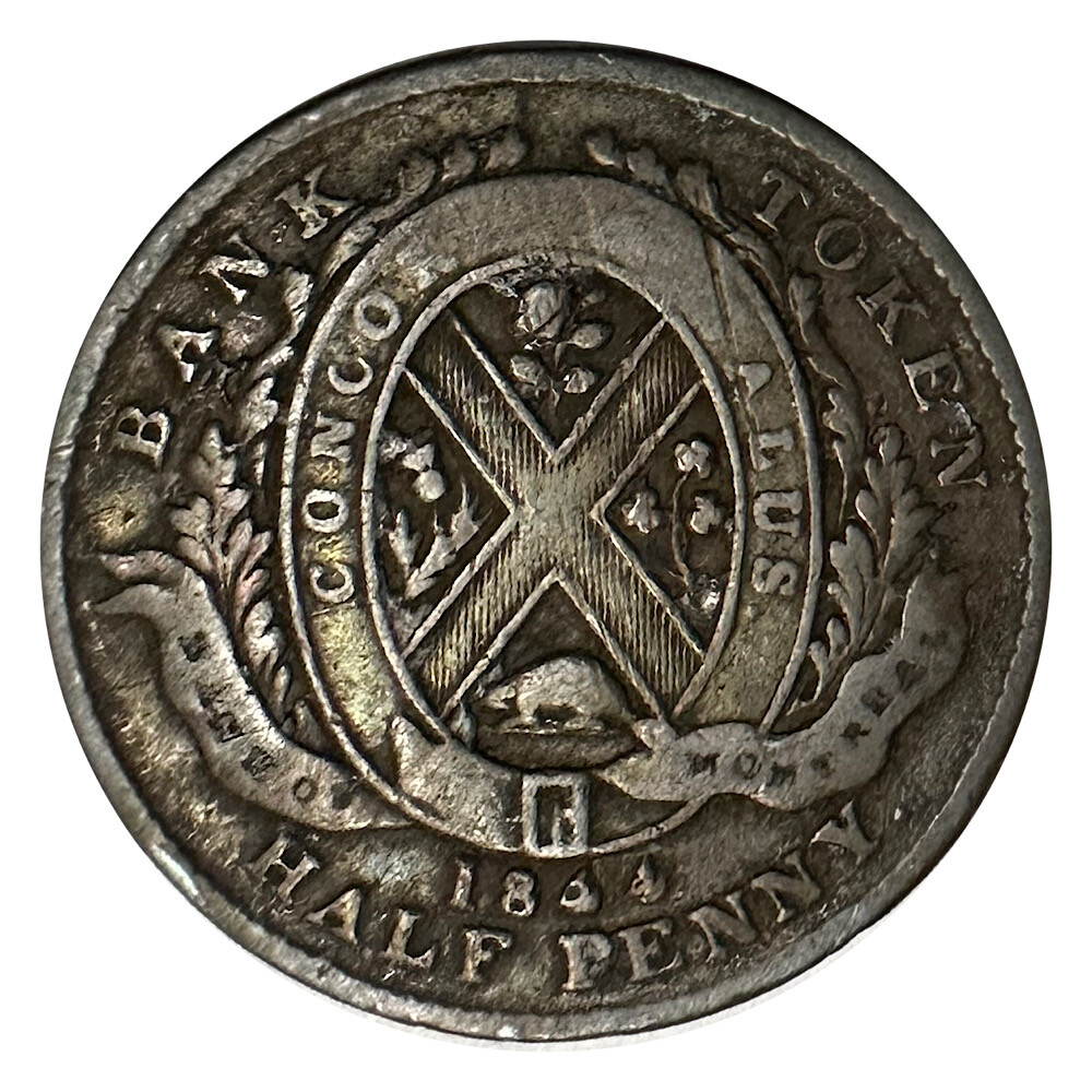 >1844 Canada Bank of Montreal Half Penny Bank Token - Nice Toning ...