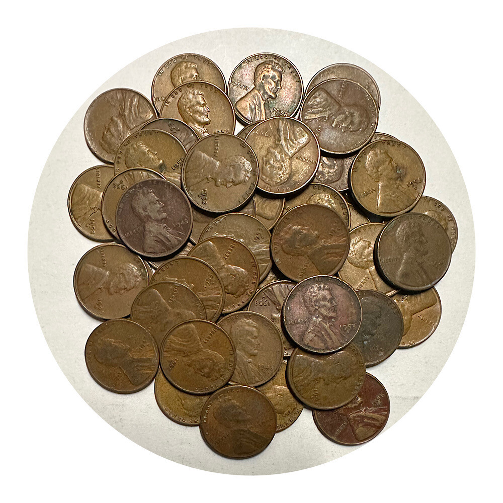 Roll of U.S. Lincoln Wheat Cents - Various Years, Colors and Mint Marks ...