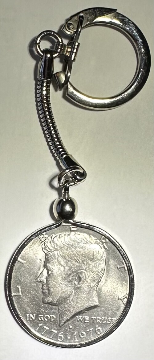 - 1776-1976 U.S. Silver Bicentennial Half Dollar Coin in Bezel Chain ...