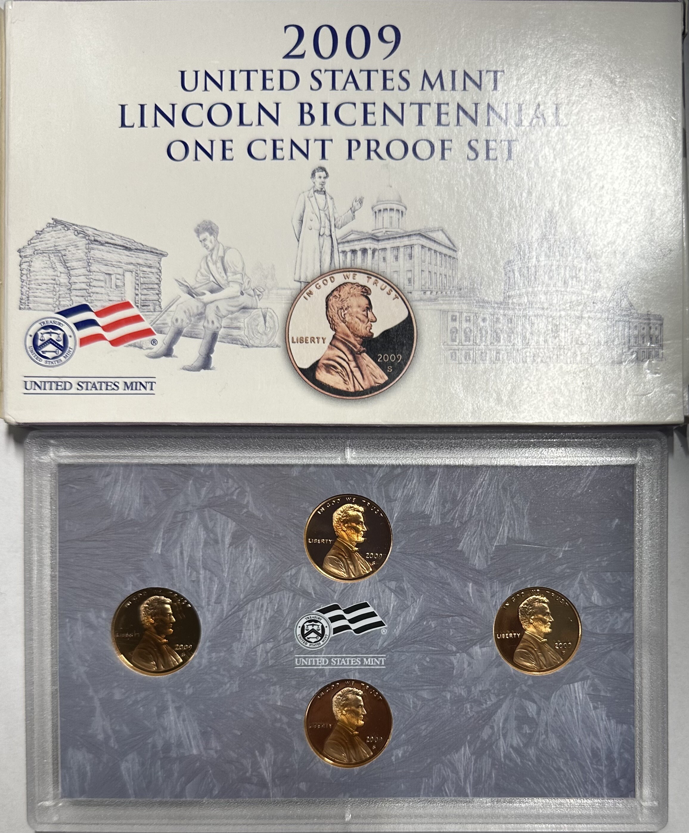 2009-S U.S. Mint Lincoln Bicentennial One Cent Proof Set - 4 Coins in ...