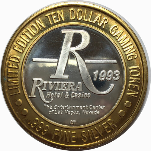 1993 Silver Strike! Limited Edition $10 Silver Gaming Token - Riviera ...