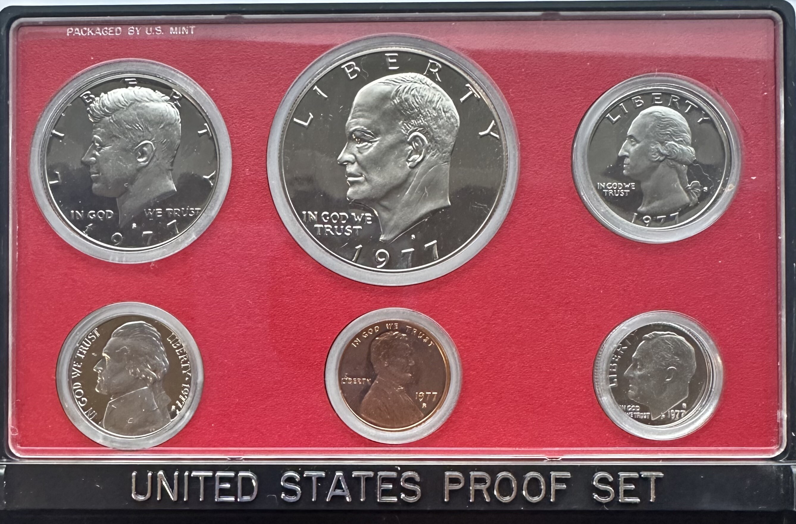 1977-S U.S. Proof Set - 6 Coins Including Eisenhower Dollar and Kennedy ...