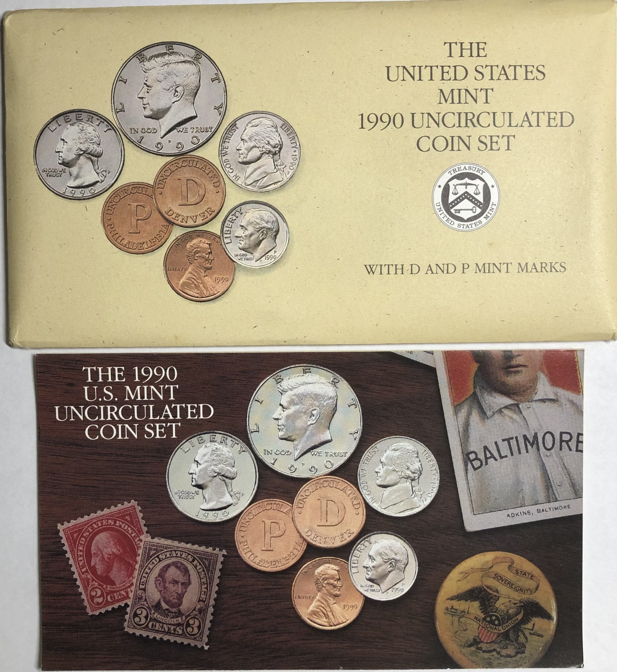 >1990 (D&P) United States Mint Uncirculated Coin Set - 10 Coins & 2 ...