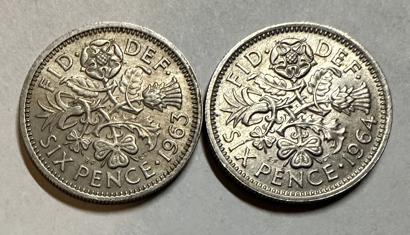 >1963 & 1964 Great Britain Six Pence Coins - Excellent Detail ...
