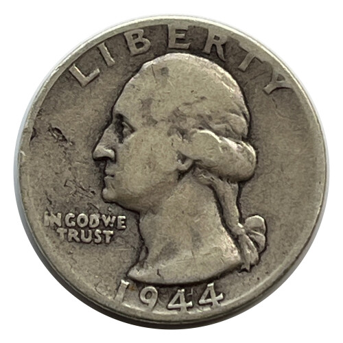 1944 U.S. Silver Washington Quarter - Nicely Toned | Property Room