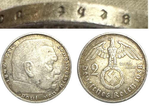 - 1938-G Germany Silver Third Reich 2 Reichsmark - Evenly Toned ...
