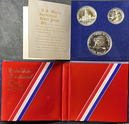 * 1976-S U.S. Silver Bicentennial Proof Set - 3 Coins in Attractive ...