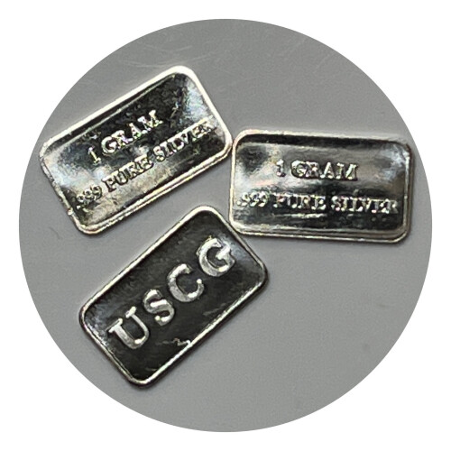 * 3 USCG 1 Gram .999 Pure Silver Bullion Mini Bars - 3 Bars | Property Room
