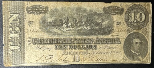 * 1864 Confederate Ten Dollar ($10) Note | Property Room