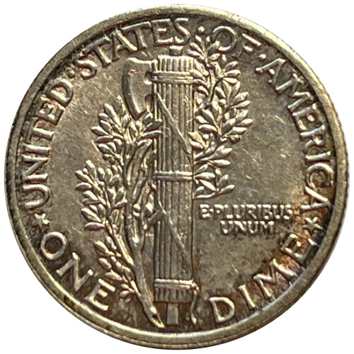 * 1916 U.S. Silver Mercury Dime - 1st Year of Issue - Nicely Toned ...