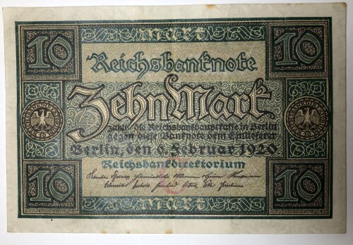 #1920 Germany 10 Mark Reichsbanknote | Property Room