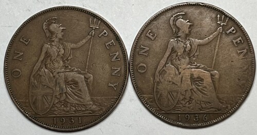 * 1931 & 1936 Great Britain One Penny - Set of 2 | Property Room