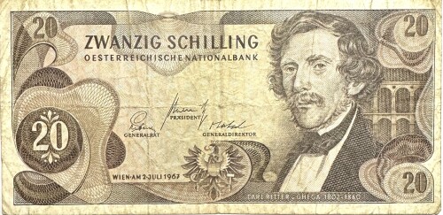 1967 Austria Zwanzig (20) Schilling - Circulated Banknote | Property Room