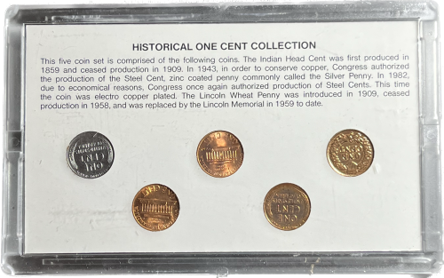 . 1901-1999 Historical One Cent Collection - 1901 Indian Head, 1999 ...