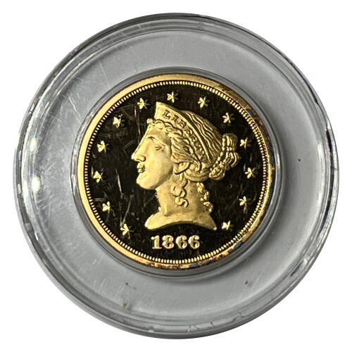 * 1866-S 24K Gold Layered Tribute Proof Copy $5 Coin - National ...