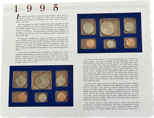 * 1995 (P&D) Uncirculated Mint Sets & 1995 29 c. 1st Moon Landing Stamp on 1995 Collector's ...