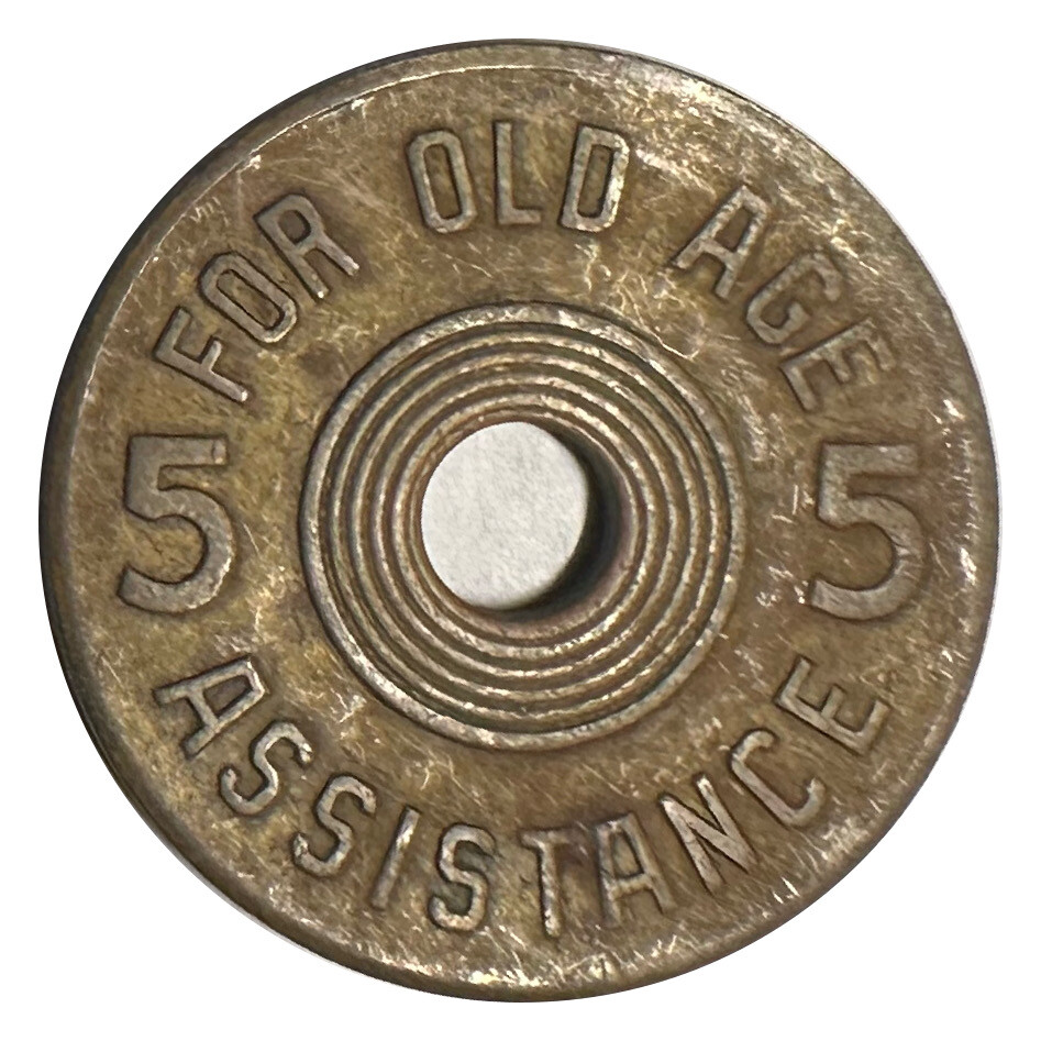 >Oklahoma 5 Cents For Old Age Assistance Tax Token | Property Room