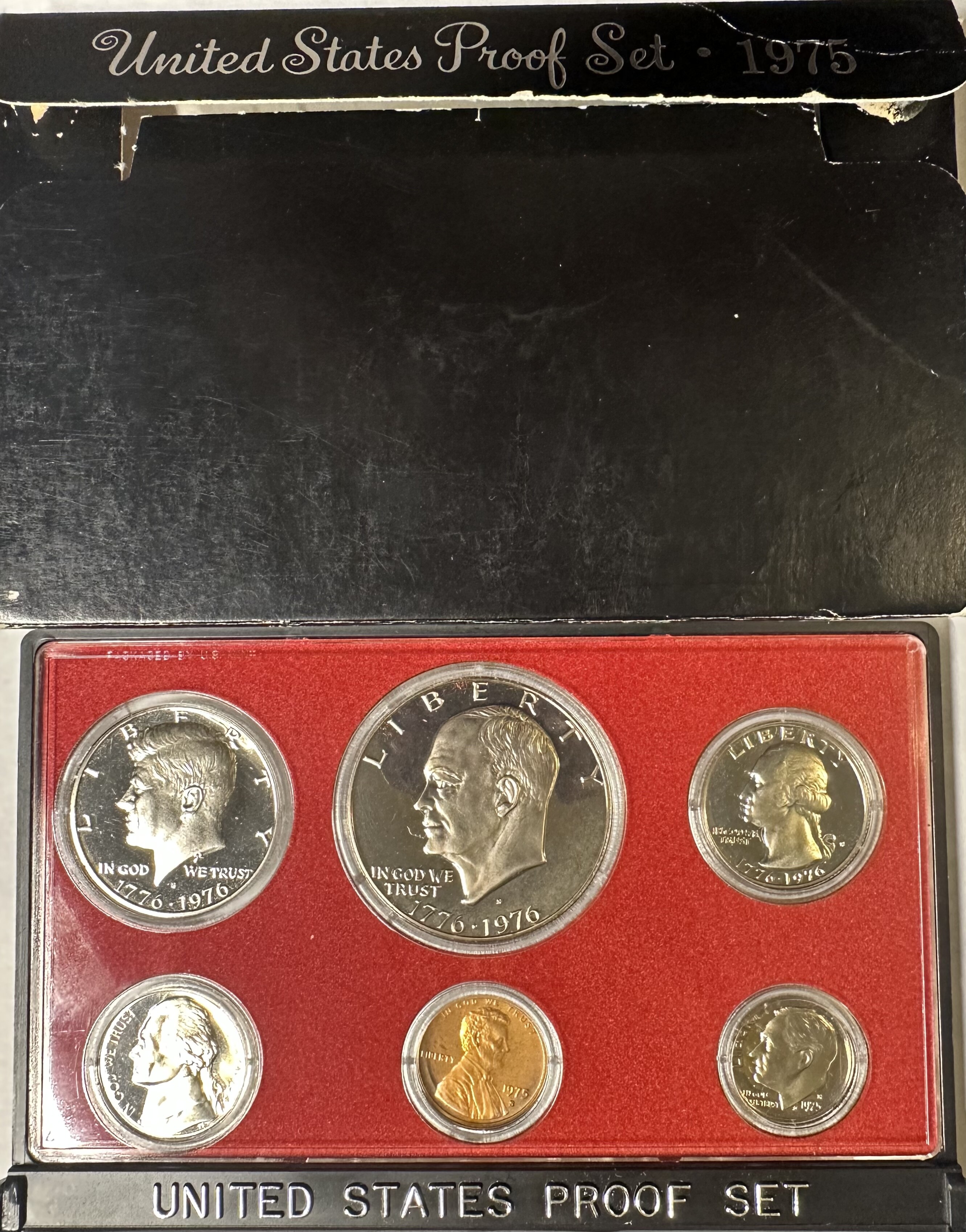 >1975-S U.S. Proof Set - 6 Coins Including Eisenhower Dollar in Original Mint Packaging ...