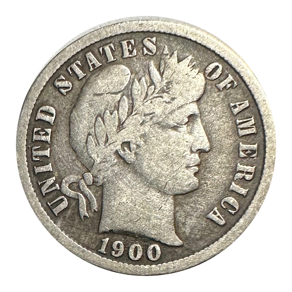 >1900-S U.S. Silver Barber One Dime - Collector Grade | Property Room