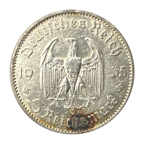 - 1935 A Germany Silver Third Reich 5 Reichsmark - Potsdam Church ...