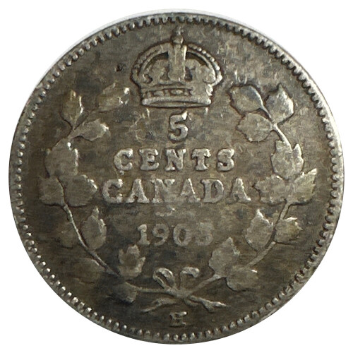 - 1905 H Canada Silver (.925) Five Cent Coin - Edward VII - Evenly ...