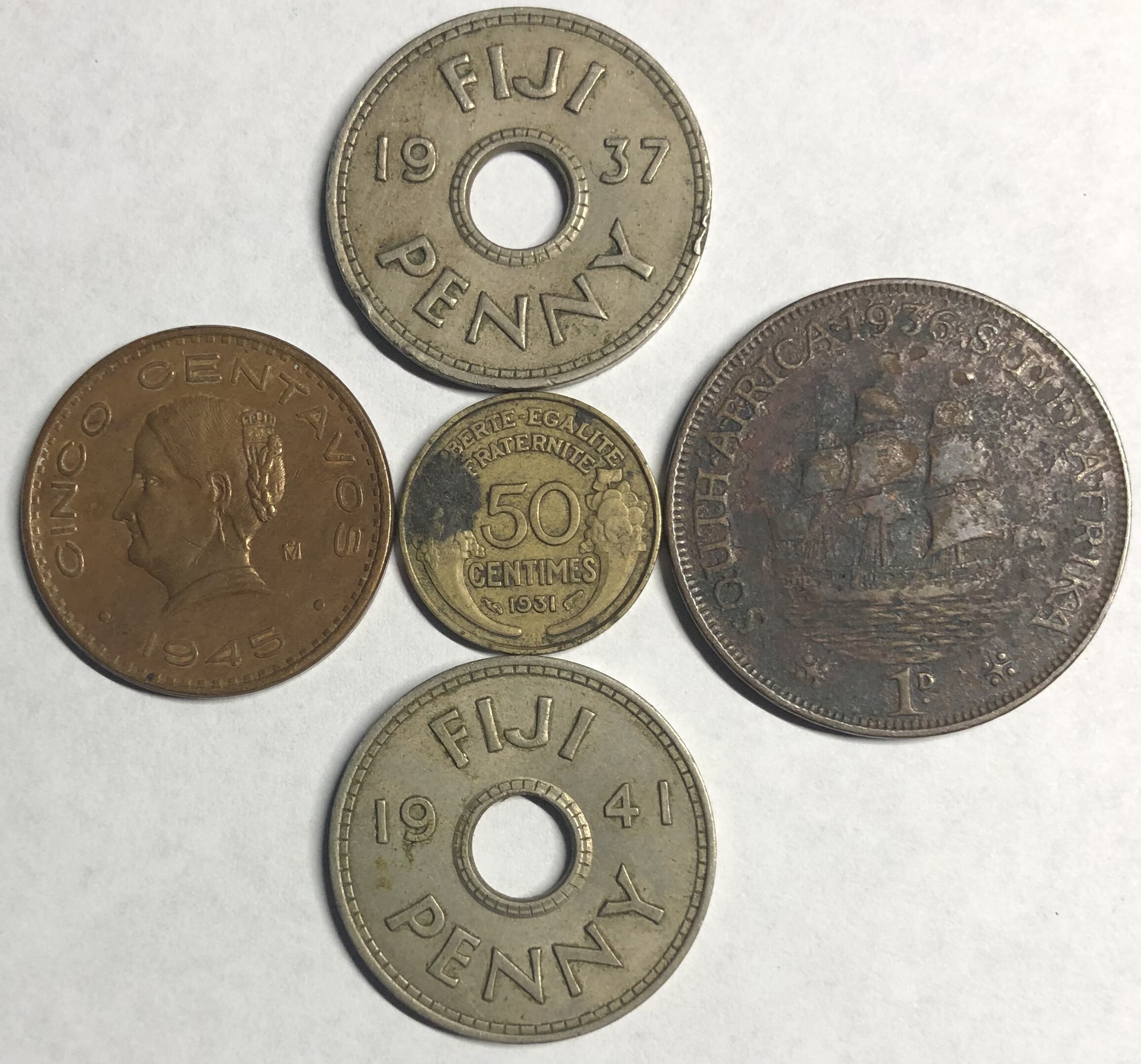 >Lot of World Coins - France, Mexico, South Africa and Fiji - Nice ...