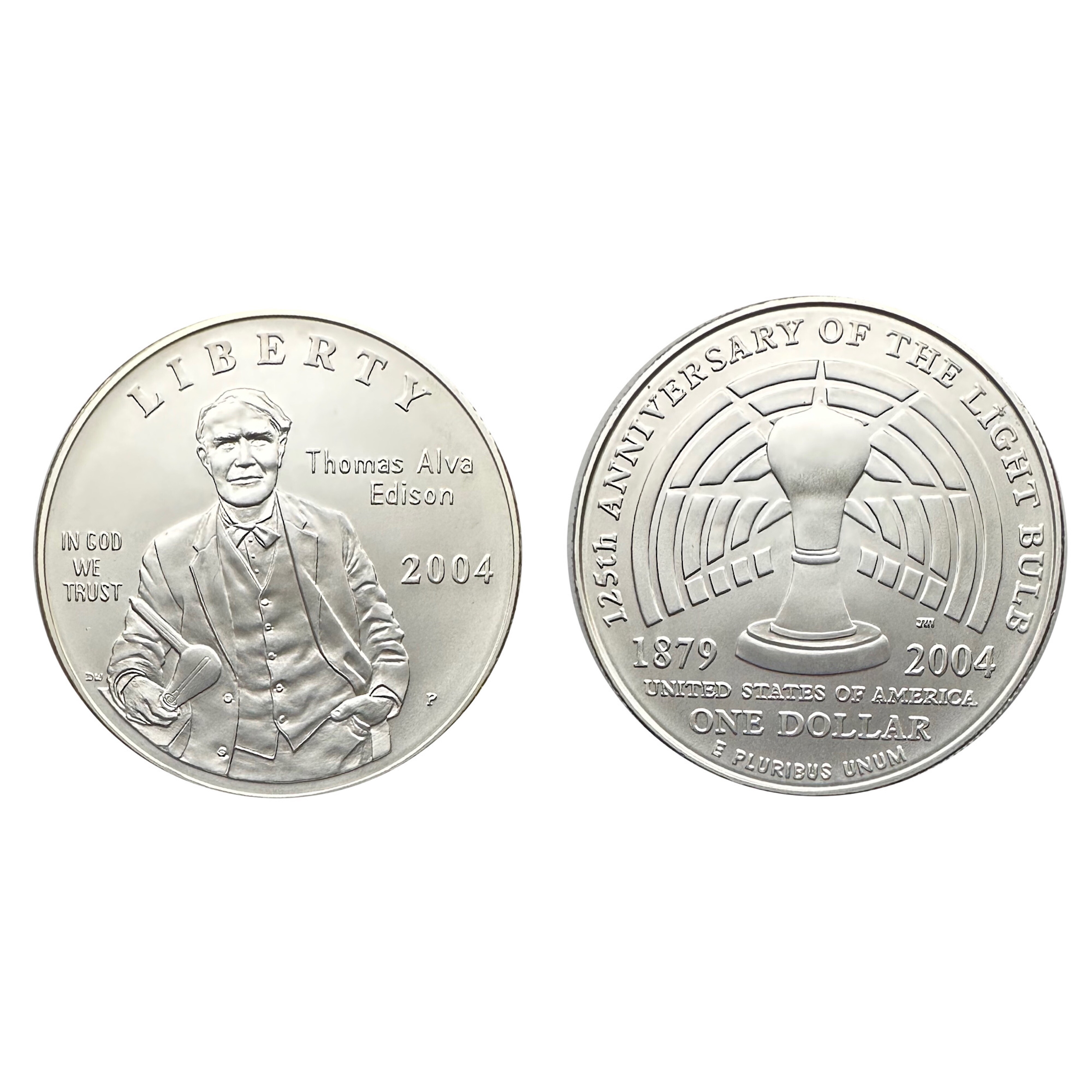 2004-P U.S. Mint Uncirculated Silver One Dollar Thomas Alva Edison ...