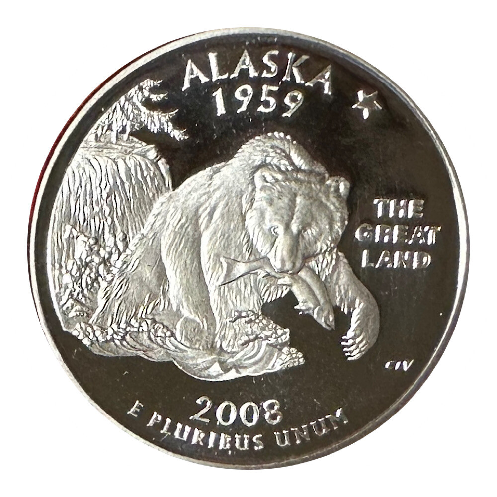 >2008-S U.S. Silver Proof State Quarter Honoring Alaska - The Great ...