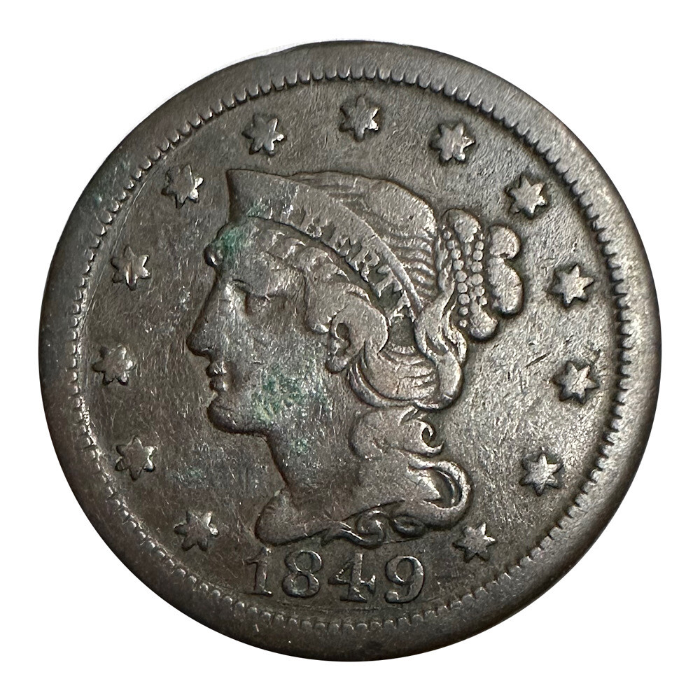 >1849 U.S. Braided Hair Large One Cent - Collector Grade - Nice Detail ...
