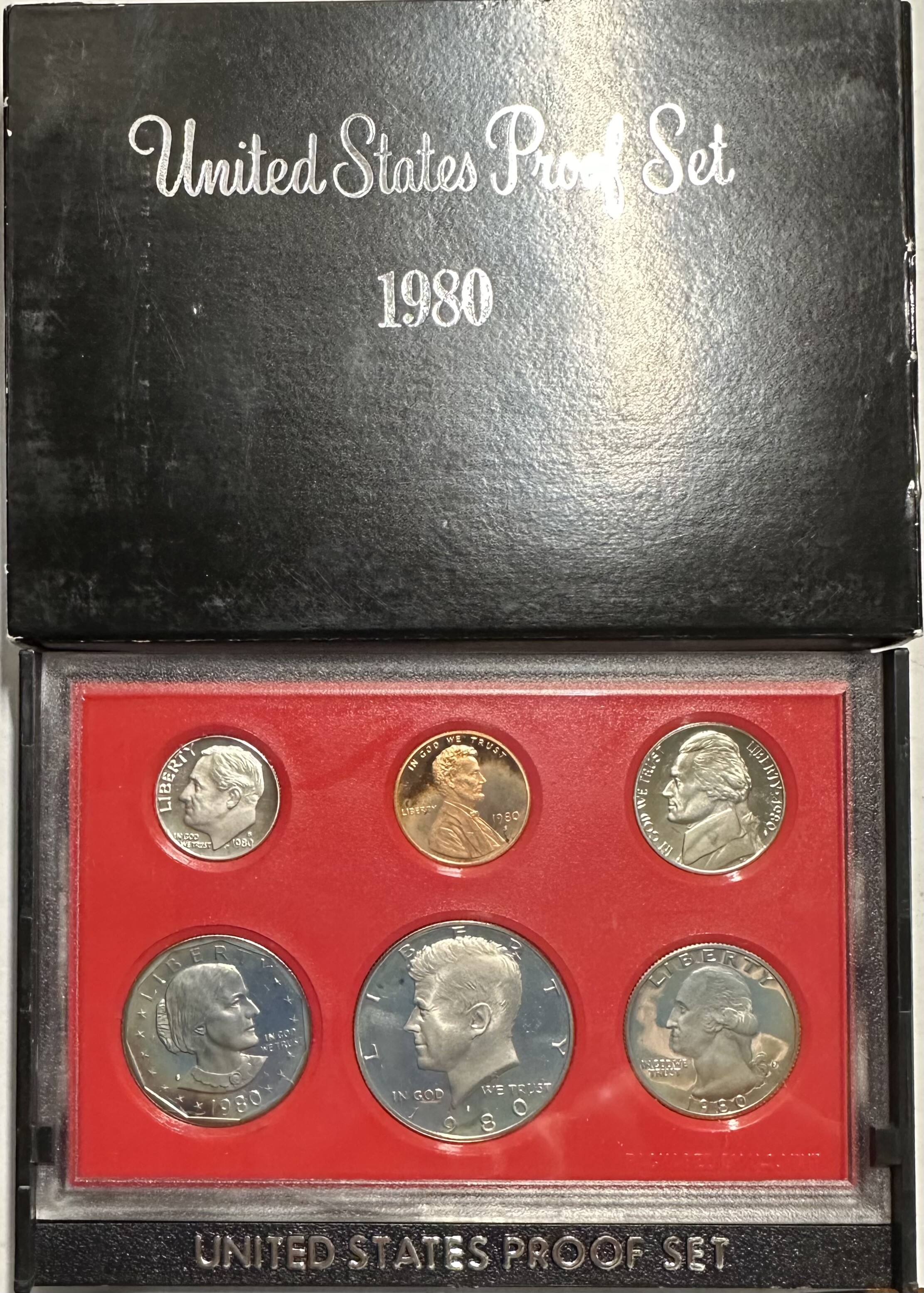 >1980-S U.S. Proof Set - 6 Coins Including SBA Dollar and Kennedy Half ...