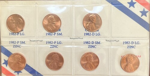 * 1982 (P&D) U.S. Lincoln Cent Collection (Small & Large Dates & Zinc ...
