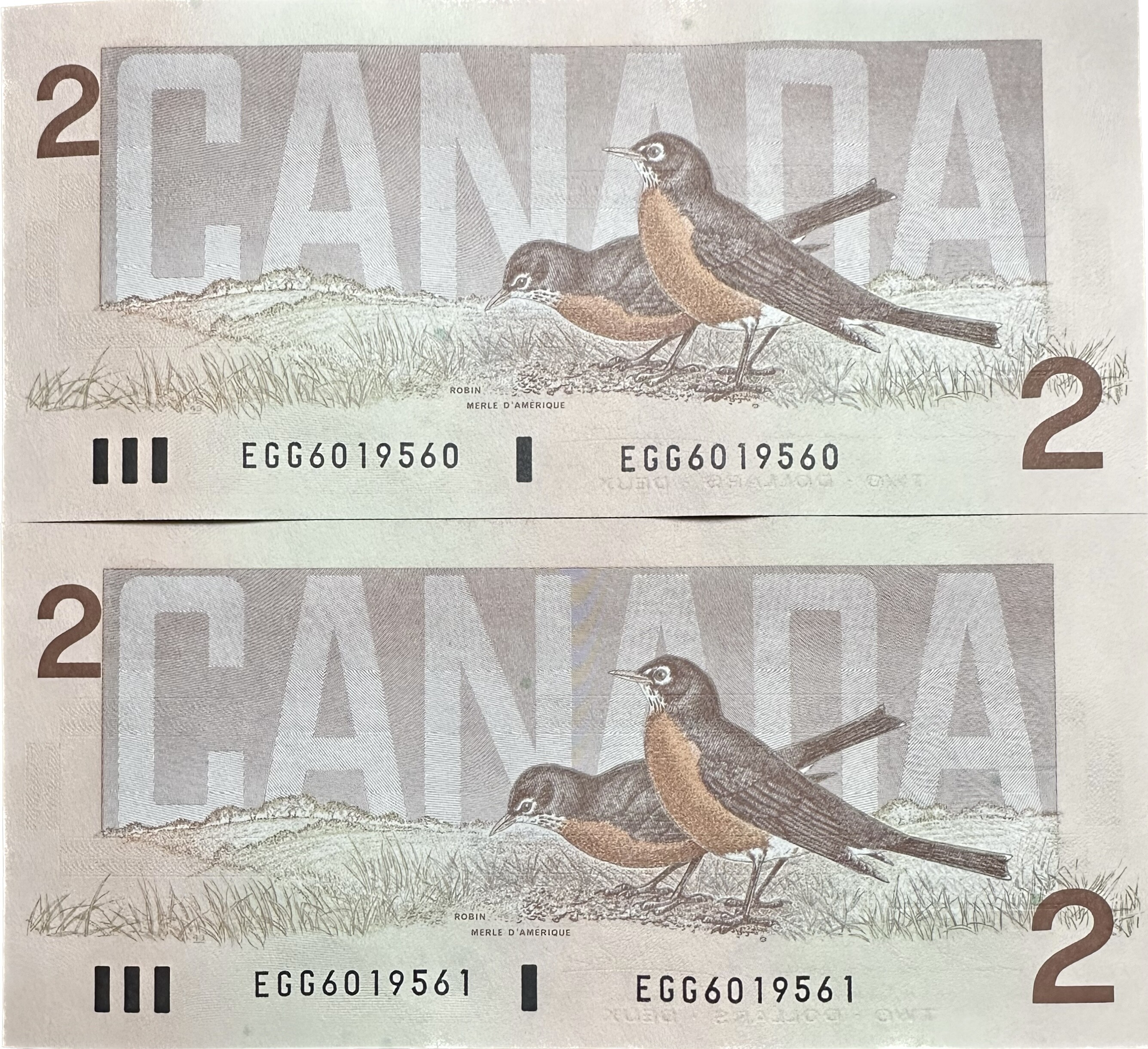 1986 Canada Uncirculated Two ($2) Dollars *Very Crisp* Banknotes - 2 ...