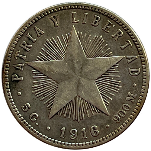 1916 Cuba Silver 20 (Veinte) Centavos Coin - Rare | Property Room