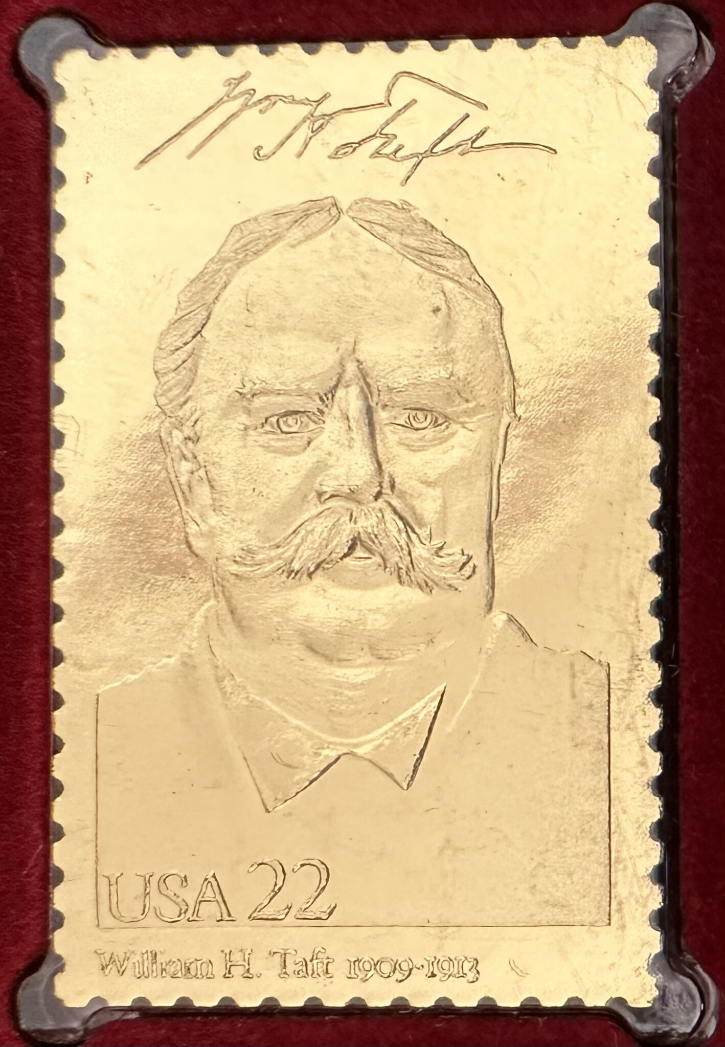 1986 William H Taft, Gold Replica Stamp - First Day Issue | Property Room